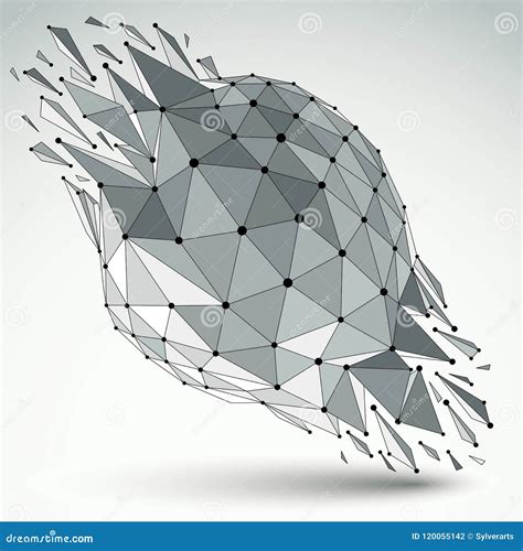 D Vector Digital Wireframe Object Broken Into Different Particles And Refractions Geometric