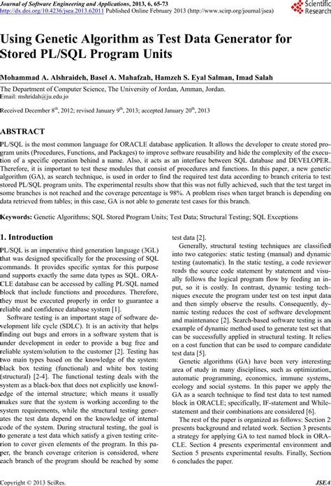 Using Genetic Algorithm As Test Data Generator For Stored Plsql Program Units