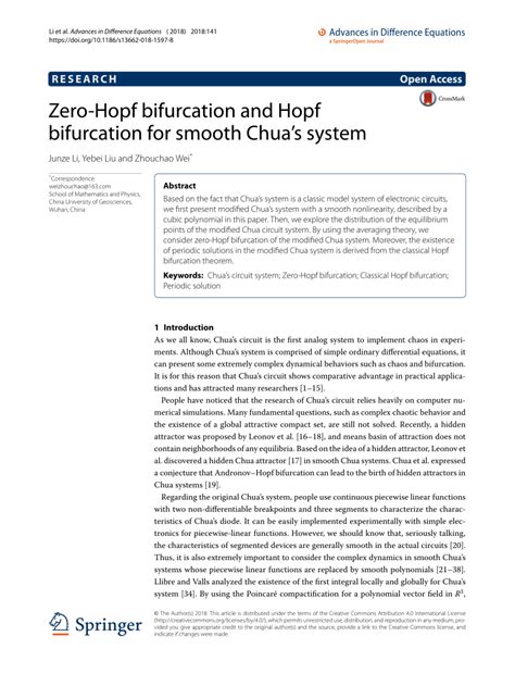 Pdf Zero Hopf Bifurcation And Hopf Bifurcation For Smooth Chuas System