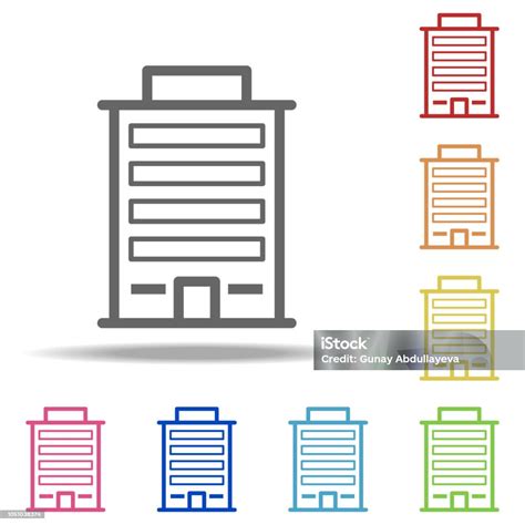 사무실 건물 아이콘입니다 멀티에서 건물의 요소 아이콘 색깔 정보 그래픽 모바일 응용 프로그램 웹 디자인 웹 사이트에 대 한