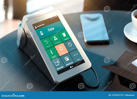 POS Payment Terminal And Mobile Phone NFC Payments Concept D Rendering Stock Image Image