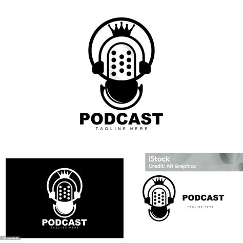 팟캐스트 로고 벡터 헤드셋 및 채팅 간단한 빈티지 마이크 디자인 Dj에 대한 스톡 벡터 아트 및 기타 이미지 Dj 개념
