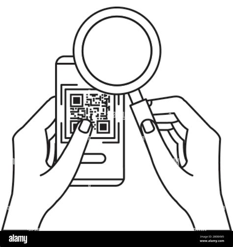 Hands Using Smartphone With Scan Code Qr And Magnifying Glass Stock Vector Image And Art Alamy