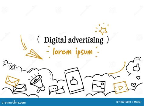 digital advertising concept sketch doodle horizontal isolated copy