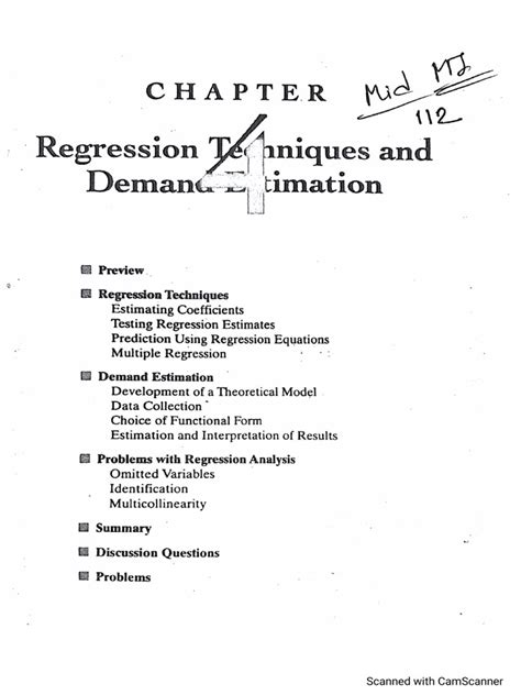 Chapter 4 Regression Techniques And Demand Estimation Pdf