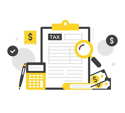 Tax Form Flat Vector Illustration Clipboard With Tax Form Magnifying
