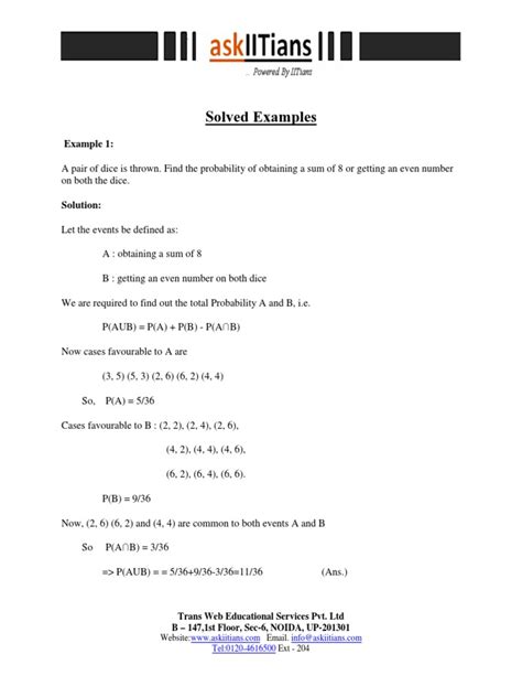 Pdf Probability Solved Examples Dokumentips