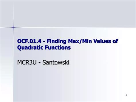 PPT OCF Finding Max Min Values Of Quadratic Functions PowerPoint Presentation ID