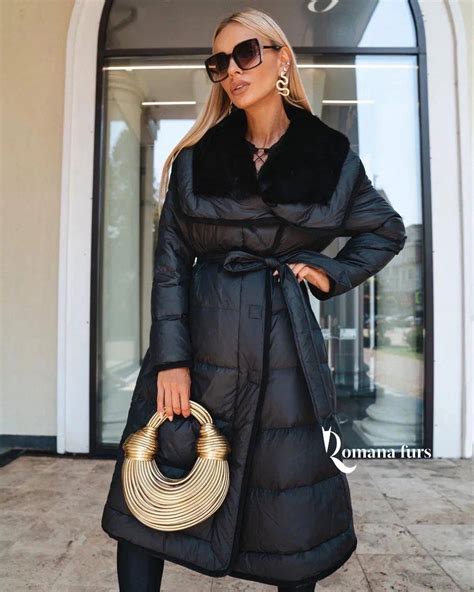 Пуховик со отделкой норкой - Romana Furs