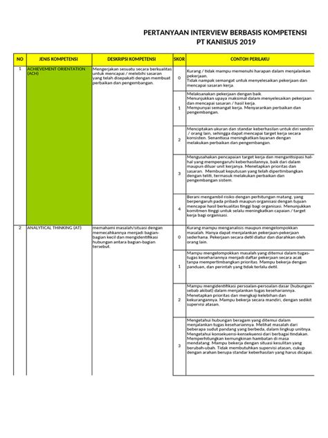 Tabel Interview Kompetensi Pdf