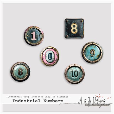 Industrial Numbers 2 Sets Of Numbers 0 10 Clipart Vintage Rusty