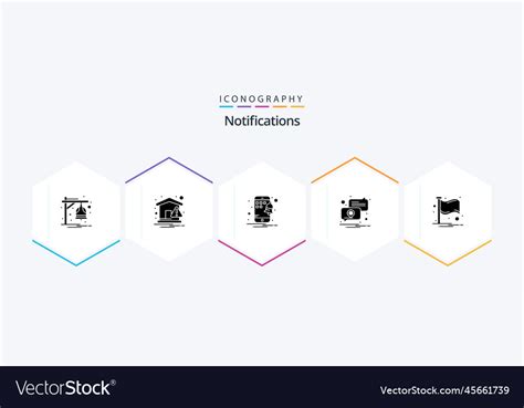 Notifications 25 Glyph Icon Pack Including Vector Image