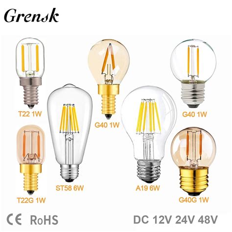 E27 12v 24v Led Light Bulb A19 St58 6w E27 Led Daylight White T22 G40 Low Voltage 1w E12 E14 Led