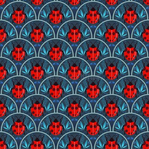 Ladybug And Flowers Seamless Pattern Graphic Pattern For Fabric Or Textile Stock Illustration