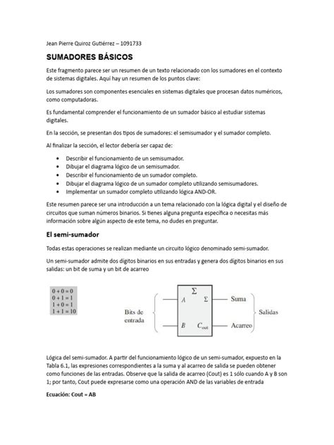 Resumen De Sumador Pdf Ingeniería Informática Informática