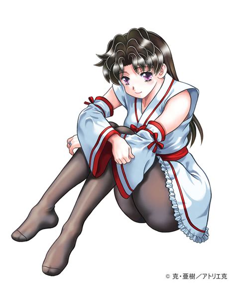 Katsu Aki Onoda Yura Futari Ecchi 1girl Bare Shoulders Black Hair Black Pantyhose Closed