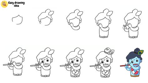 How To Draw Krishna Easy Step By Step Hand Of Art