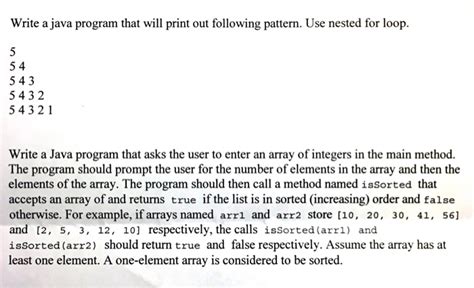 Solved Write A Java Program That Will Print Out Following