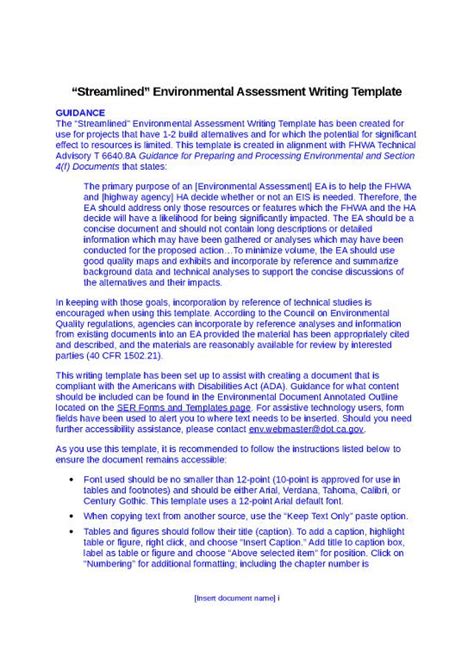 Streamlined Nepa Ea Writing Template A11y