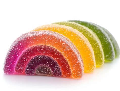 Rainbow Gummy Candy Pile Isolated Sour Jelly Candies Strips In Sugar