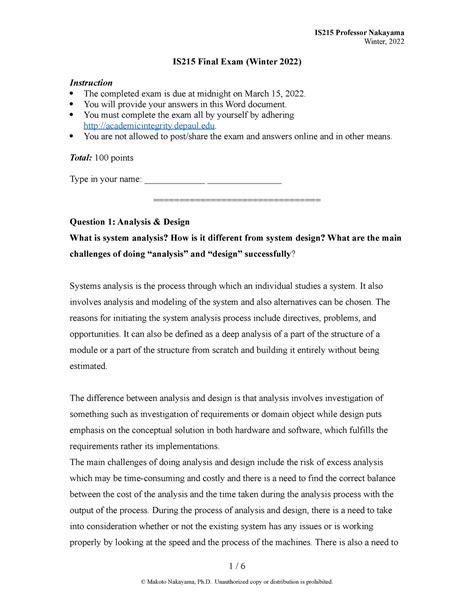 215 1 System Design Notes Winter 2022 Is215 Final Exam Winter