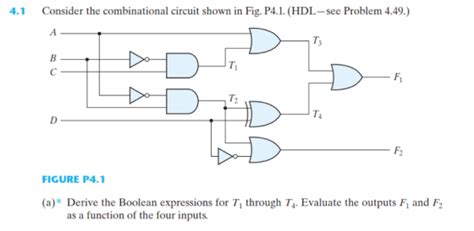consider the combinational circuit shown in fig p4 1 hdl see problem