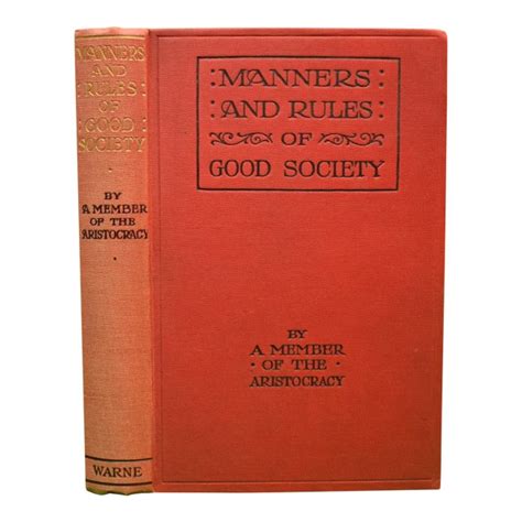 Manners And Rules Of Good Society 1924 A Member Of The Aristocracy