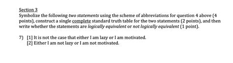 section 3 symbolize the following two statements