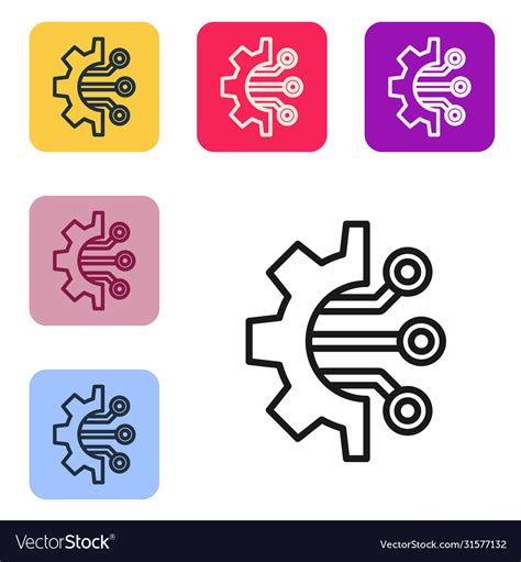 Black Line Algorithm Icon Isolated On White Vector Image