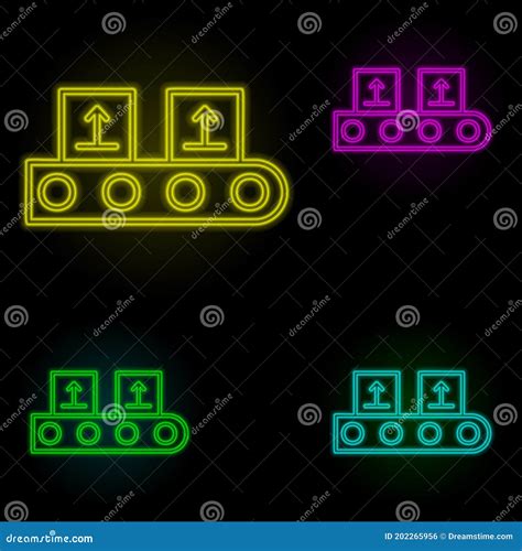 Packing Production Line Neon Color Set Icon Simple Thin Line Outline Vector Of Automation