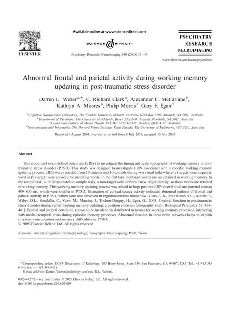 Pdf Abnormal Frontal And Parietal Activity During Working Memory