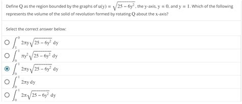 solved define q as the region bounded by the graphs of