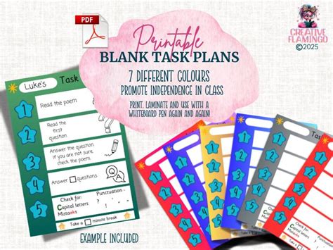 Printable Blank Task Plan Digital Download Sen Friendly Daily