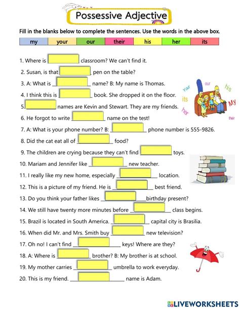Possessive Adjective English Activity
