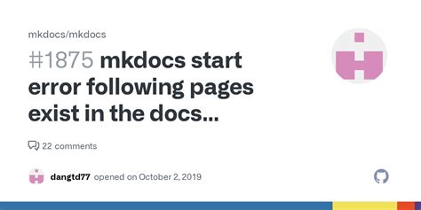 mkdocs start error following pages exist in the docs directory but are
