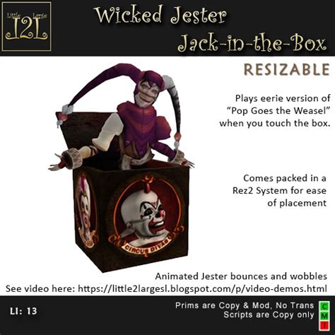 Second Life Marketplace L2l Wicked Jester Jack In The Box