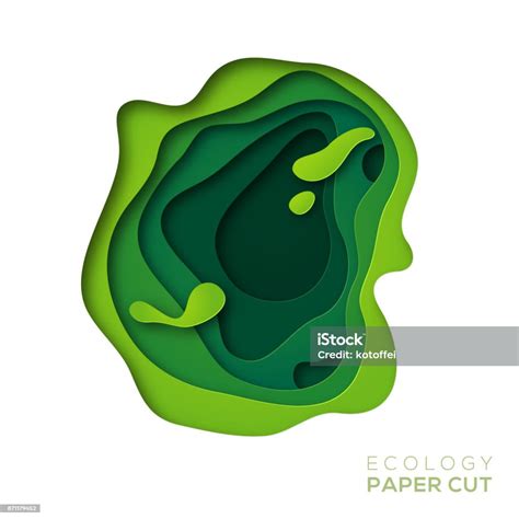녹색 종이 3d 추상 배경 잘라 모양 0명에 대한 스톡 벡터 아트 및 기타 이미지 0명 3차원 형태 개념 Istock