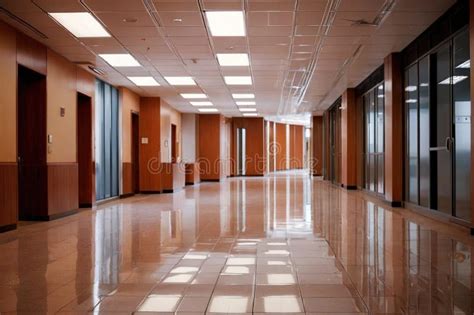 Modern Office Building Hallway Passage For Corporate Building Stock