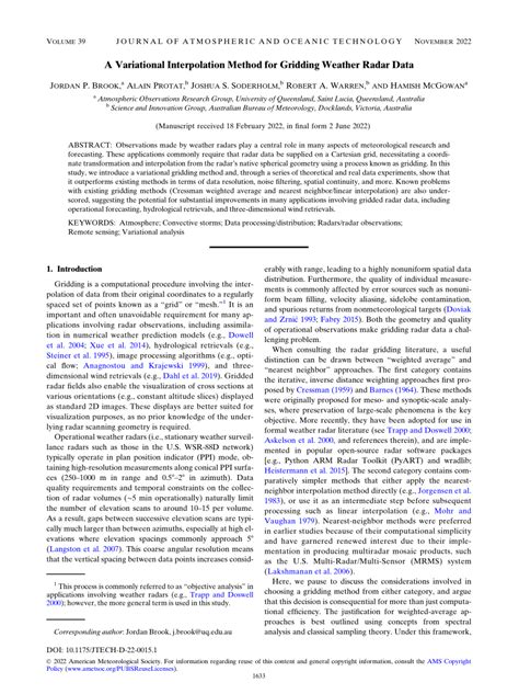 Pdf A Variational Interpolation Method For Gridding Weather Radar Data