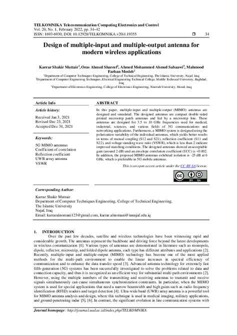 Pdf Design Of Multiple Input And Multiple Output Antenna For Modern