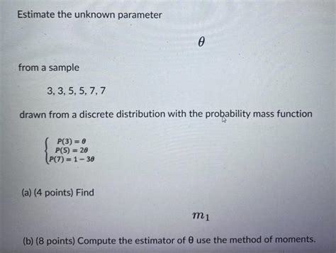 Solved Estimate The Unknown Parameter θ From A Sample