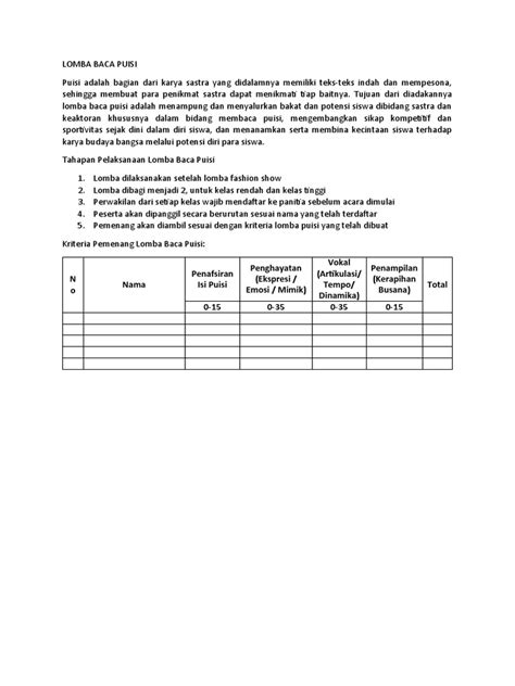Lomba Baca Puisi Pdf
