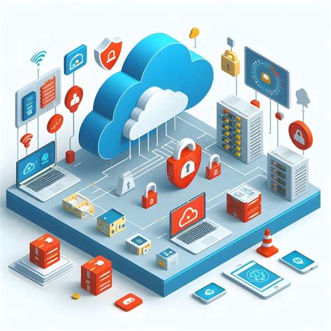3d Flat As Cloud Computing And Network Security With Firewall And
