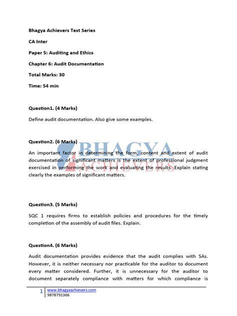 1732681773audit Ch 6 Audit Documentation Cts Ca Inter Pdf Audit Auditors Report