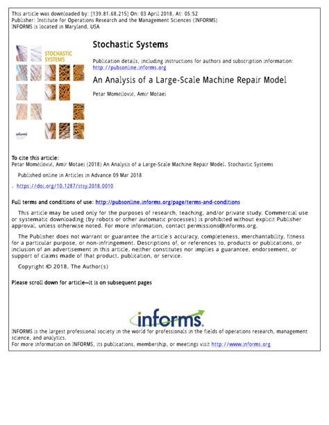 Pdf An Analysis Of A Large Scale Machine Repair Model