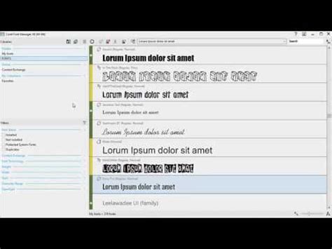 CorelDRAW Graphics Suite X Corel Font Manager Part Find Fonts Coreldraw Management Tool