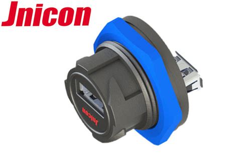 Female Circular USB Connector 9 Pin 5A Push Locking With Cable Customized