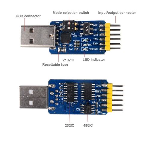 Diymalls Cp2102 Usb To Ttl Serial Module 6 In 1 Usb To Rs485 Rs232 Ttl