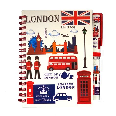 London Souvenir Notebook With Pen British England Icons Notepad A6 Size Notebook Notepad Pen