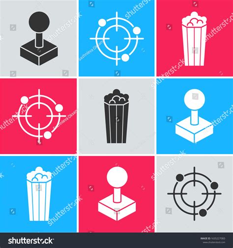 Set Joystick Arcade Machine Target Sport Stock Vector Royalty Free